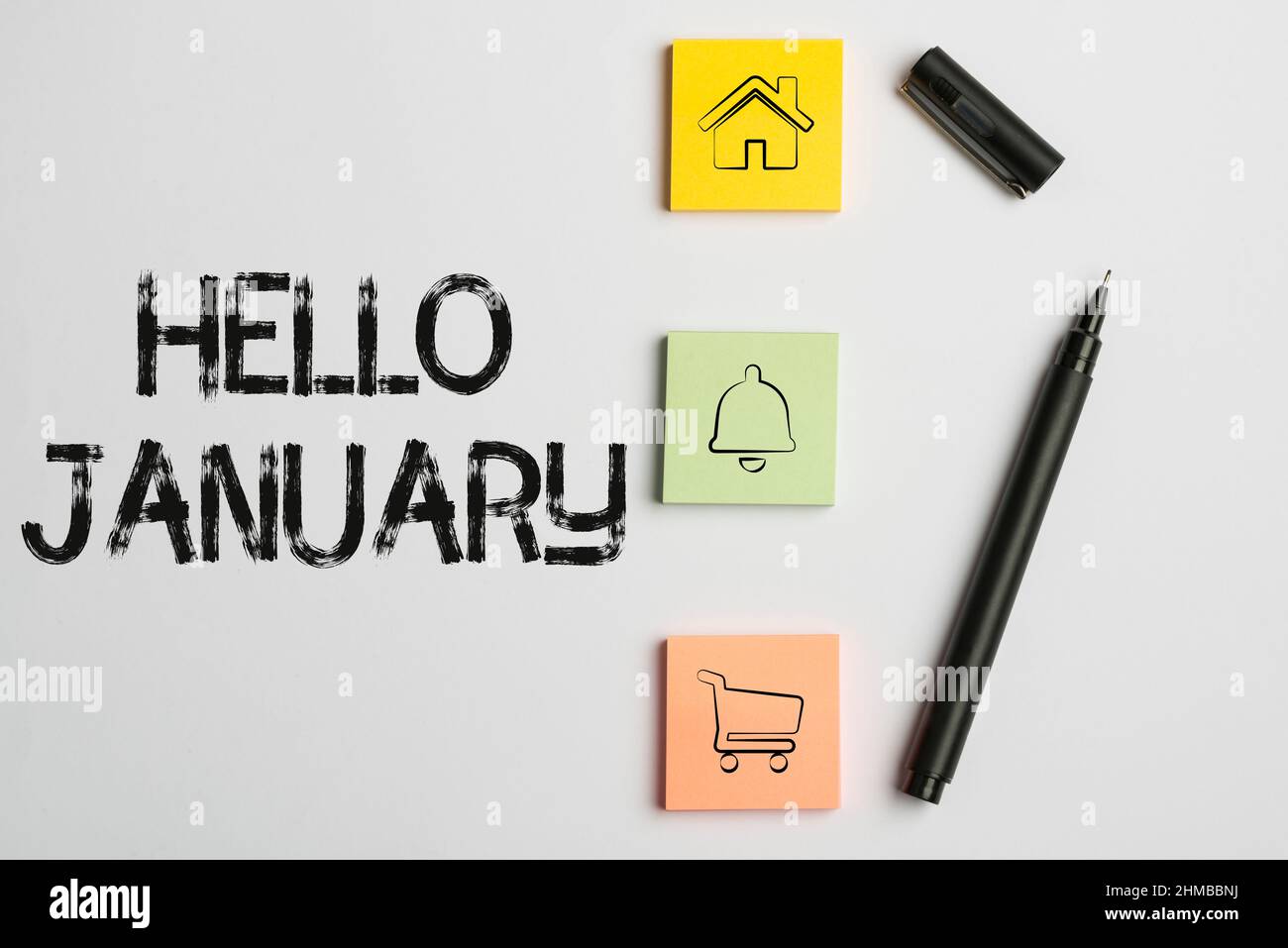 Sign displaying Hello January. Concept meaning a greeting or warm ...
