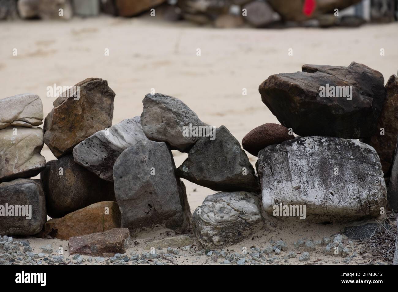 Stone Wall and Sand Stock Photo - Alamy