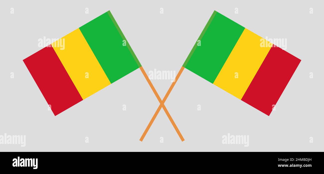Crossed flags of Mali and Mali. Official colors. Correct proportion ...