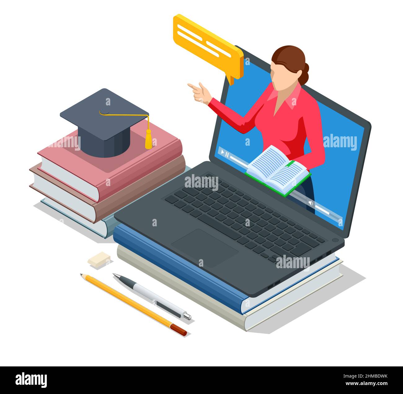 Isometric concept of Personalised learning. E-learning, online ...