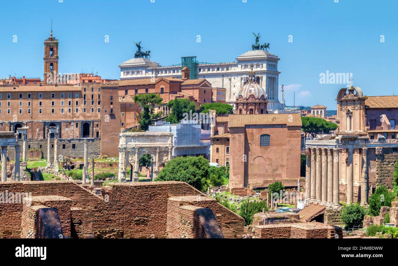 Roman Forum landscape from the Palatine Hill - Rome Stock Photo - Alamy