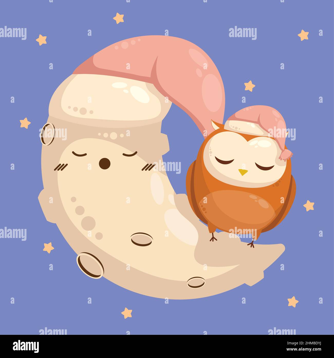 Funny sleeping cartoon owl Stock Vector Images - Alamy