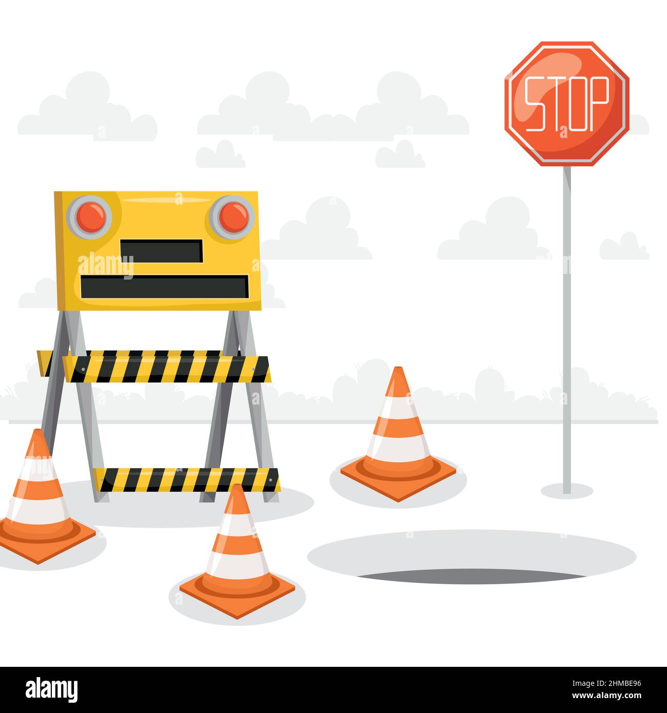 construction cones and signals scene Stock Vector Image & Art - Alamy