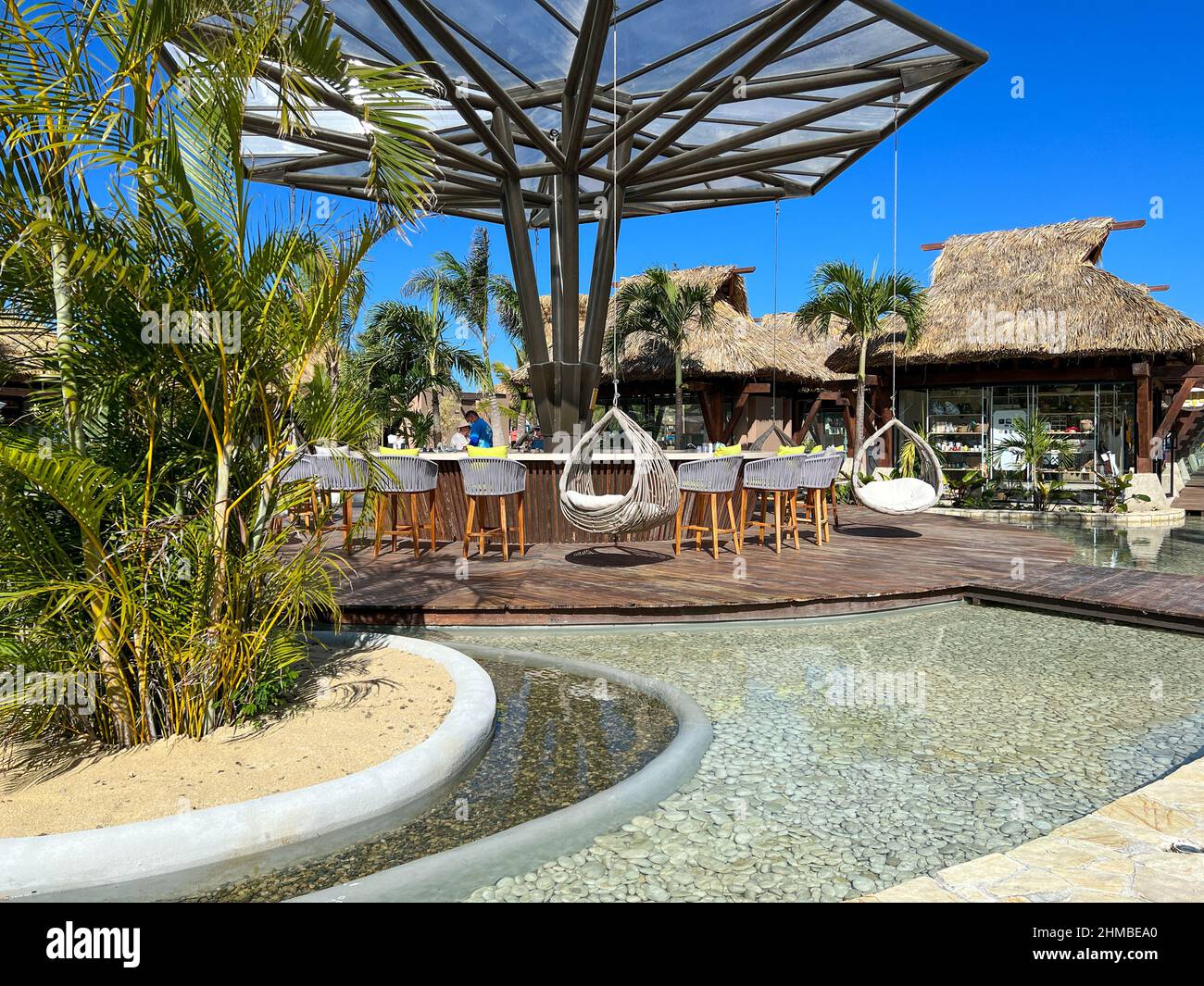 Puerto Plata, DR - January 10, 2022: A bar at the cruise ship port ...