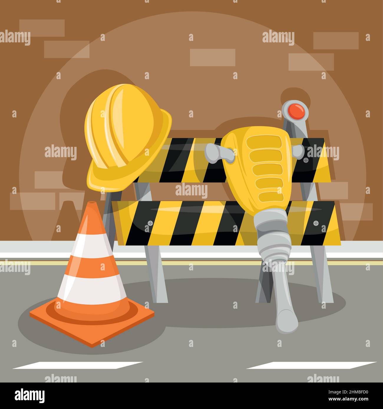 Road improvement works Stock Vector Images - Alamy