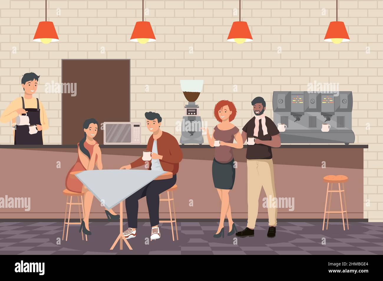 people in coffee shop scene Stock Vector Image & Art - Alamy