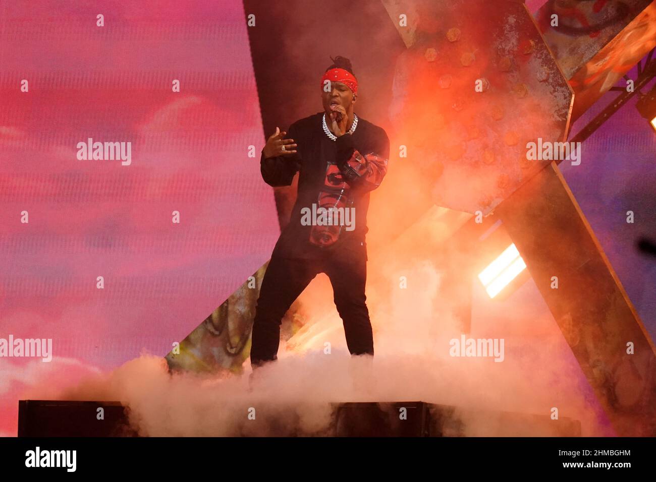KSI performs during the Brit Awards 2022 at the O2 Arena, London ...