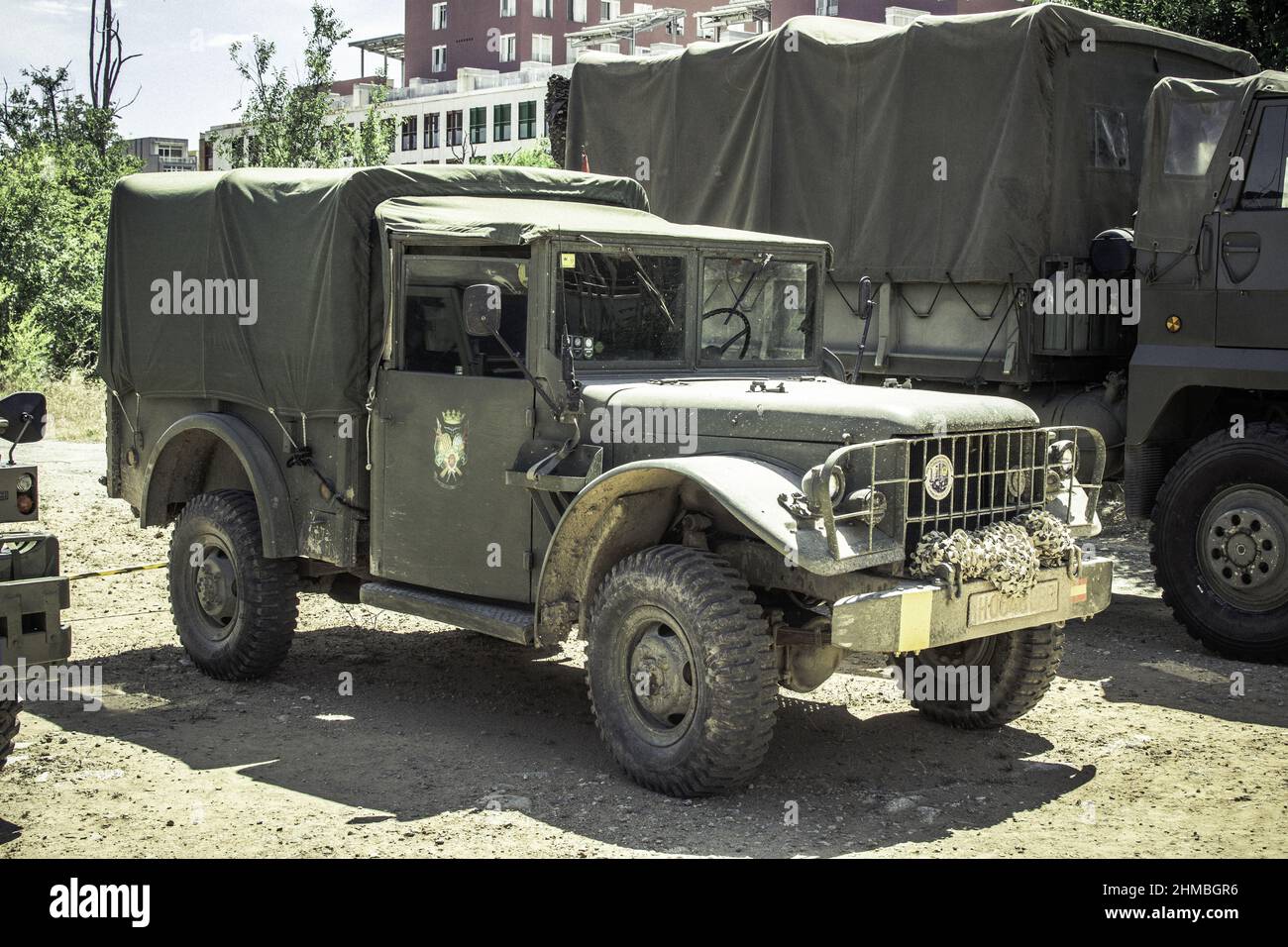 Army military truck Dodge M37 equipped with a telecommunications radio ...
