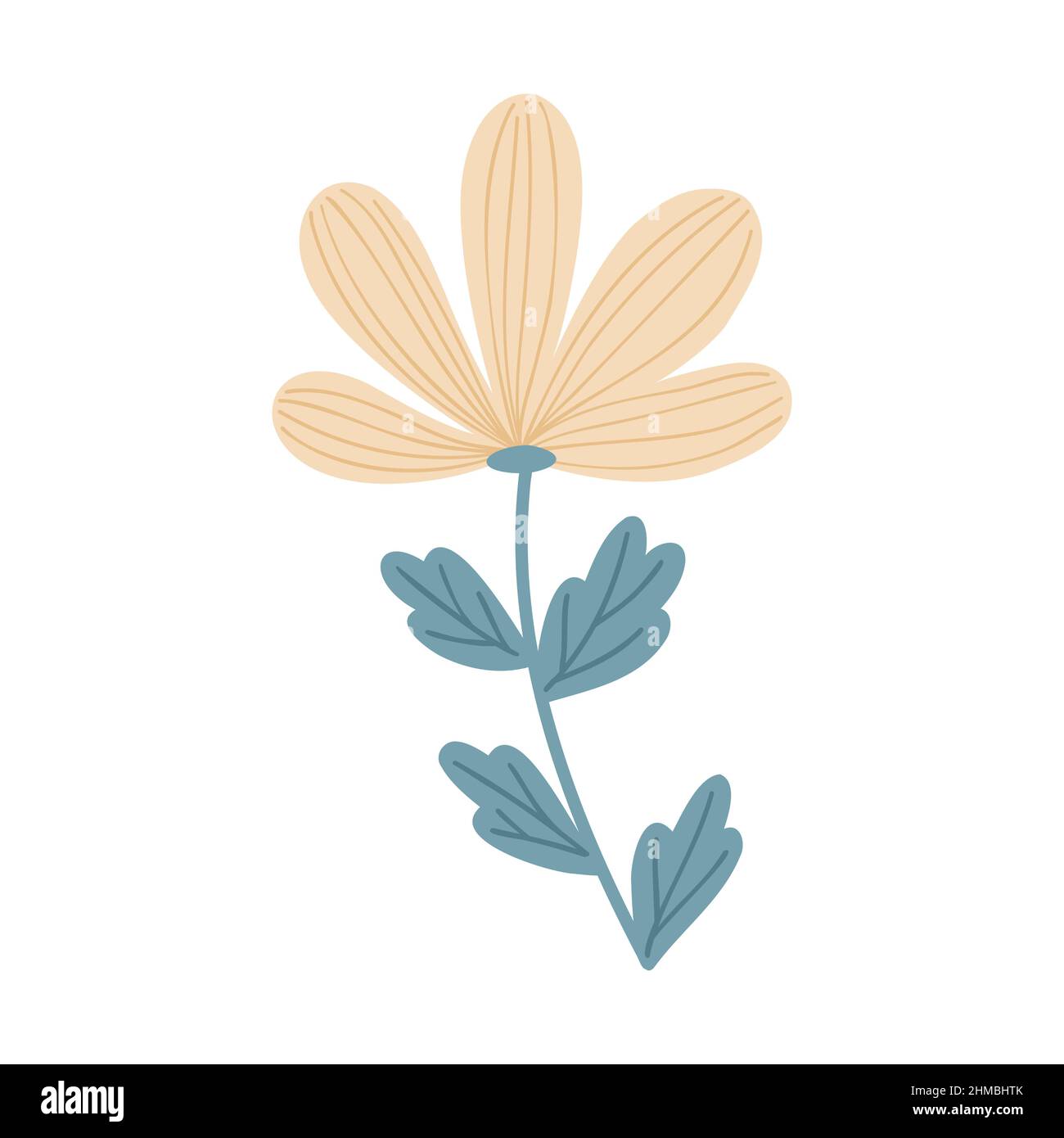 Simple pastel-colored flower in flat style vector illustration, symbol ...