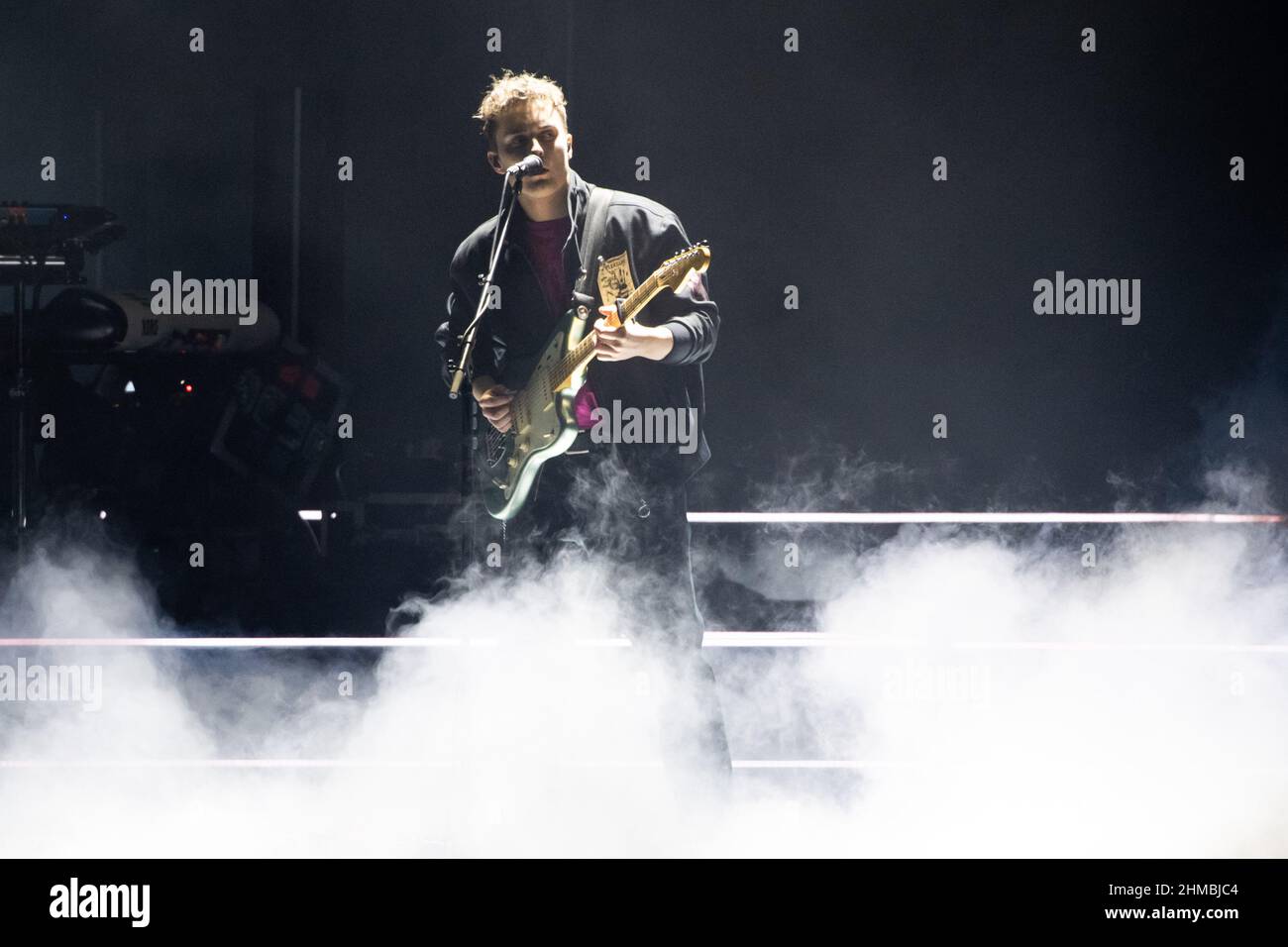 London, UK. 8 February 2022. Sam Fender on stage during the the Brit ...