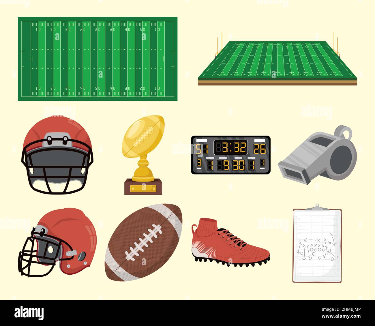 ten american football set icons Stock Vector Image & Art - Alamy