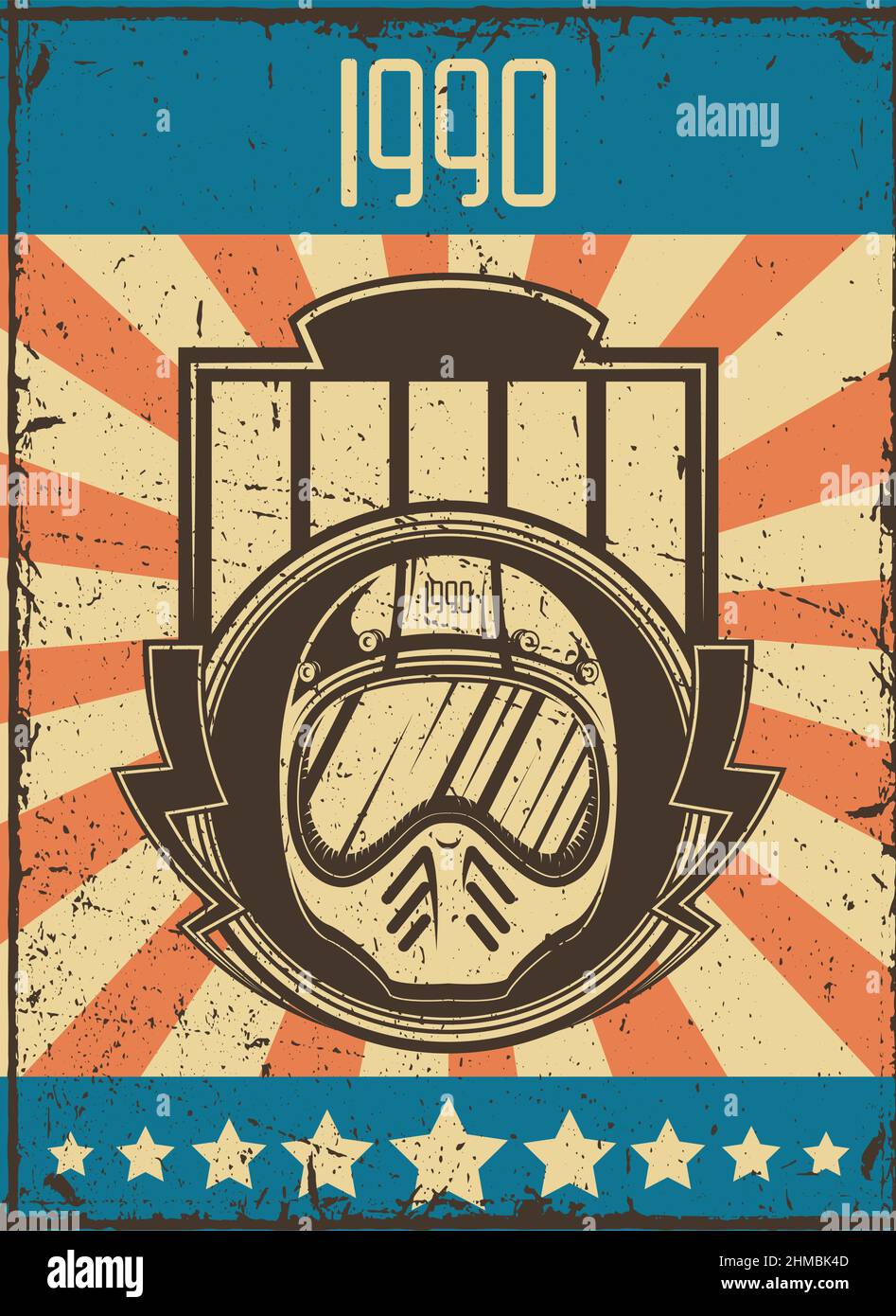 helmet and 1990 year retro label Stock Vector Image & Art - Alamy