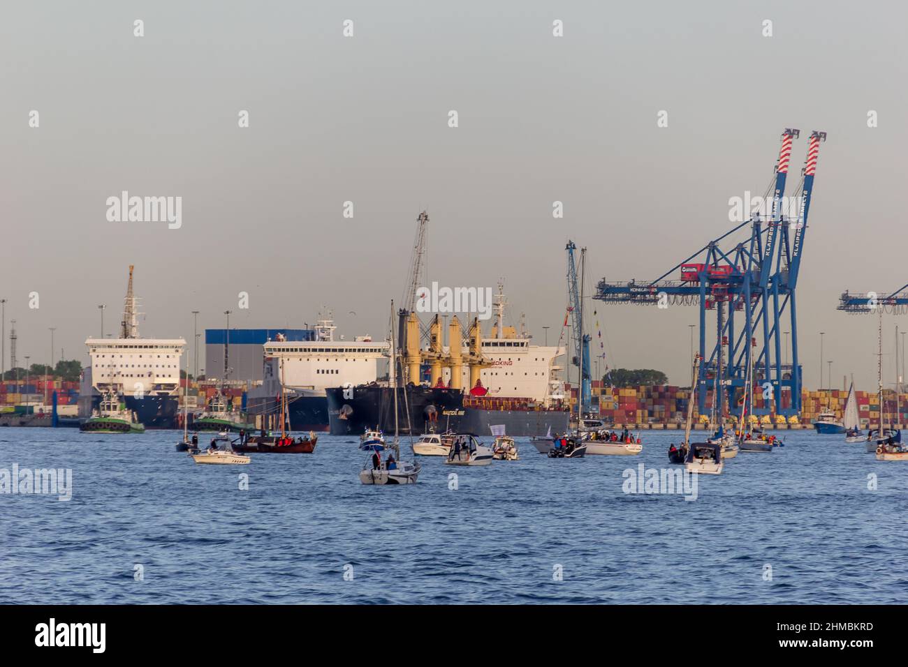 Aquatory of the port of Klaipeda, Lithuania during vessels, yachts and ...
