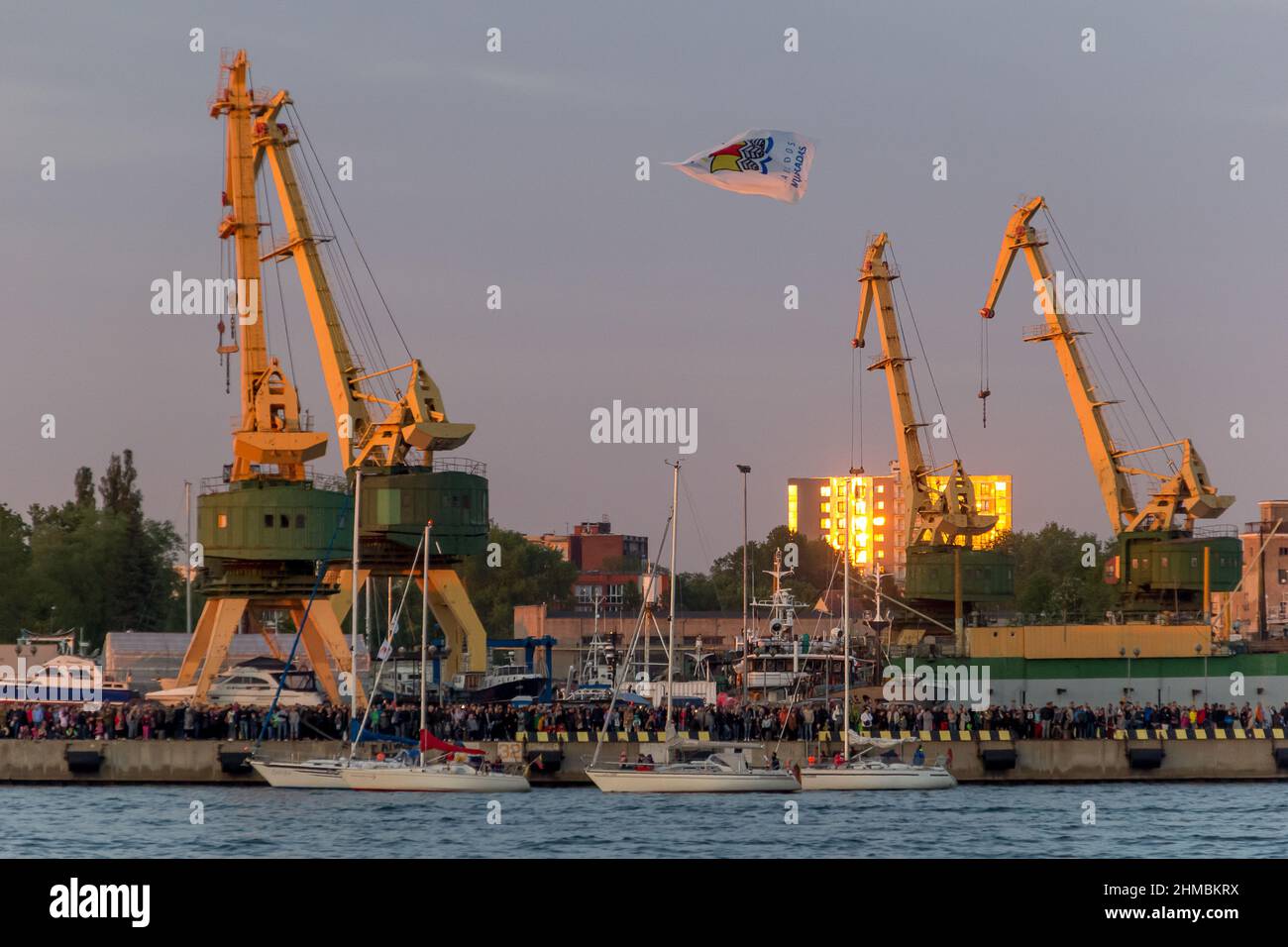 Aquatory of the port of Klaipeda, Lithuania during vessels, yachts and ...