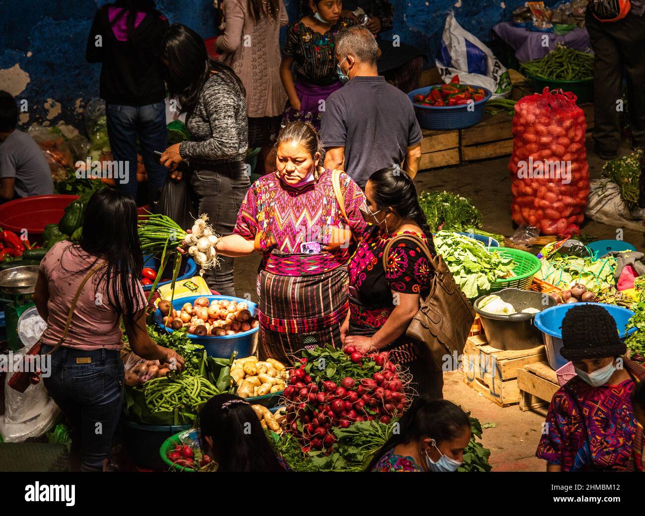 The colorful Sunday Market in Chichicastenango, Guatemala Stock Photo ...