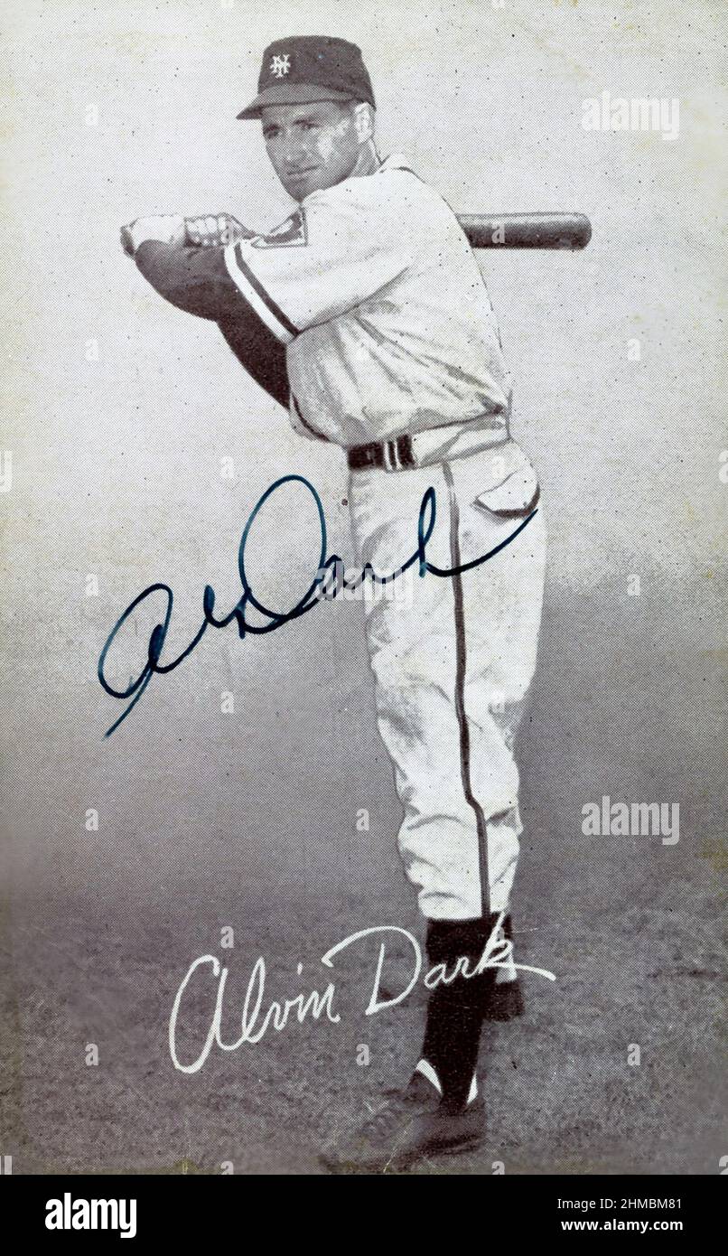 Black and white Exhibit baseball card of Alvin Dark Stock Photo - Alamy