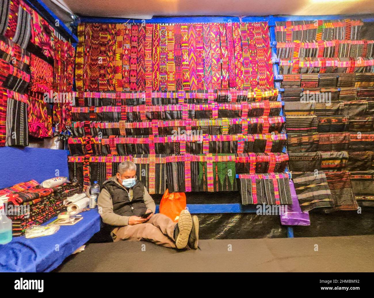 Traditional Mayan textiles at the Sunday Market in Chichicastenango ...