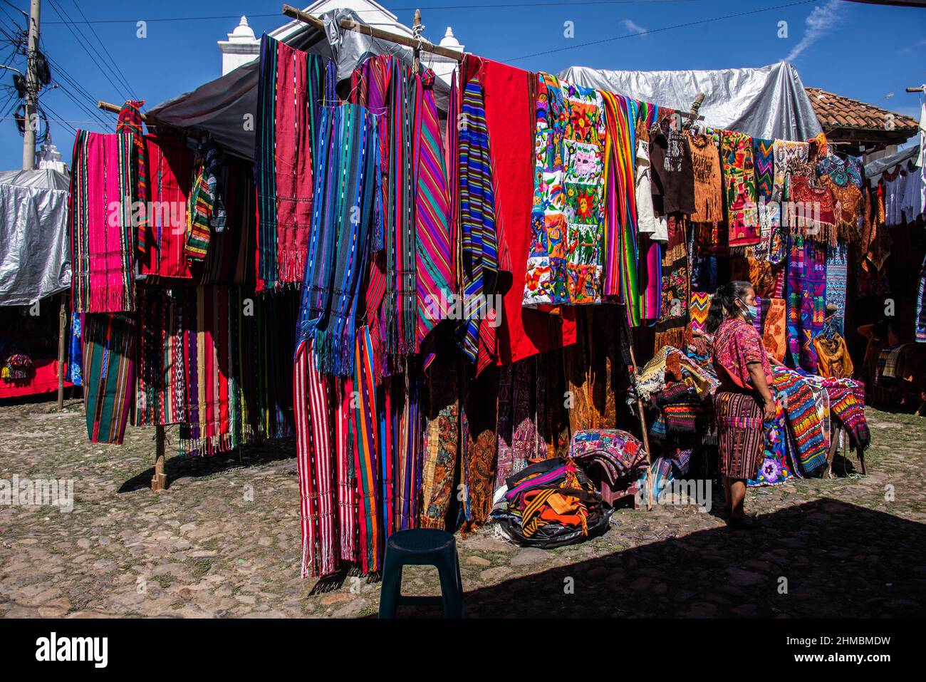 Traditional Mayan textiles at the Sunday Market in Chichicastenango ...