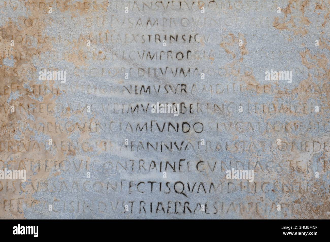 Ancient Greek inscriptions on stone in Ephesus archeological site in ...