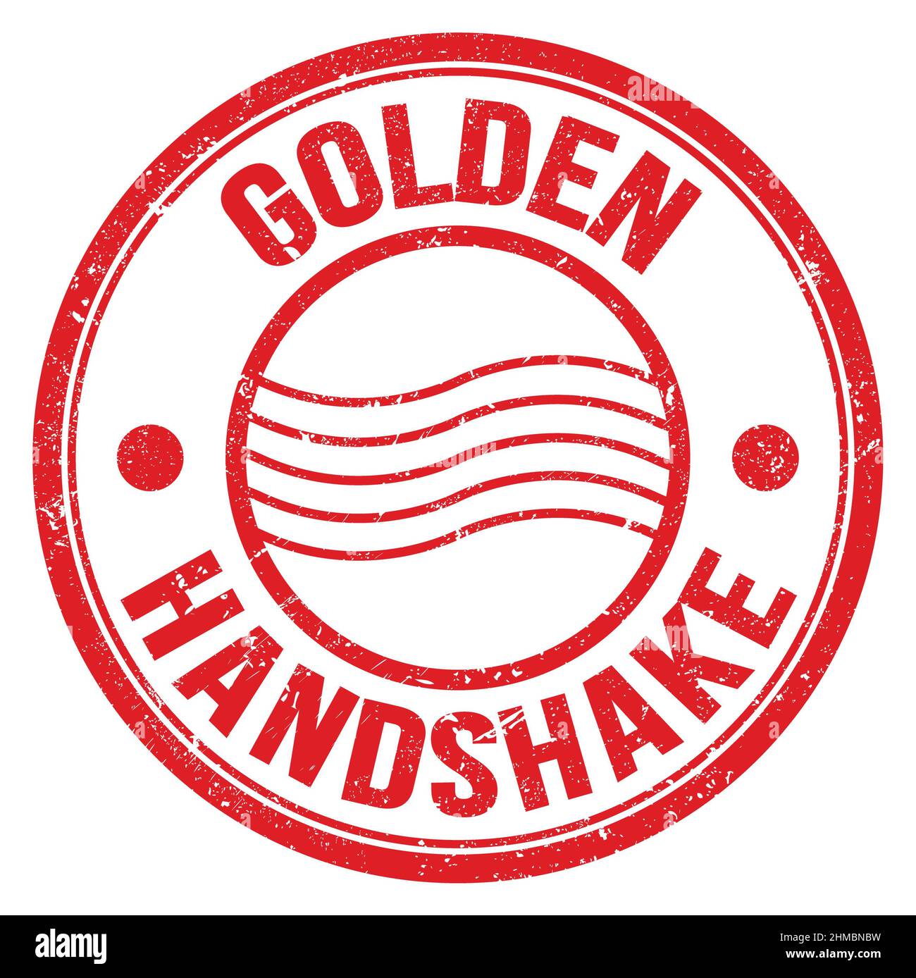 GOLDEN HANDSHAKE text written on red round postal stamp sign Stock ...