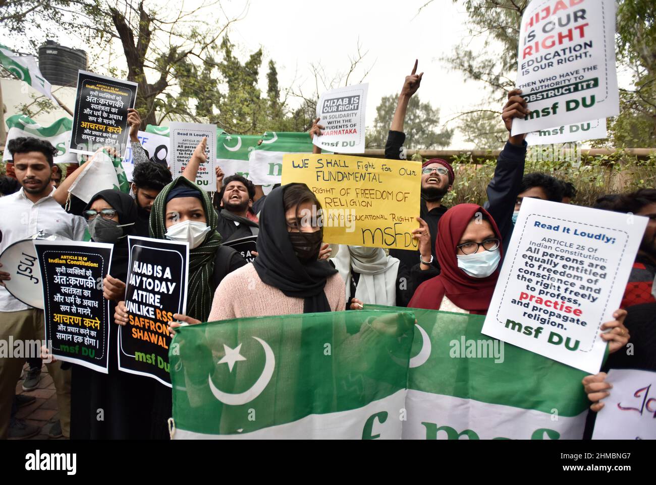 NEW DELHI, INDIA - FEBRAURY 8: Muslim students federation protest and ...