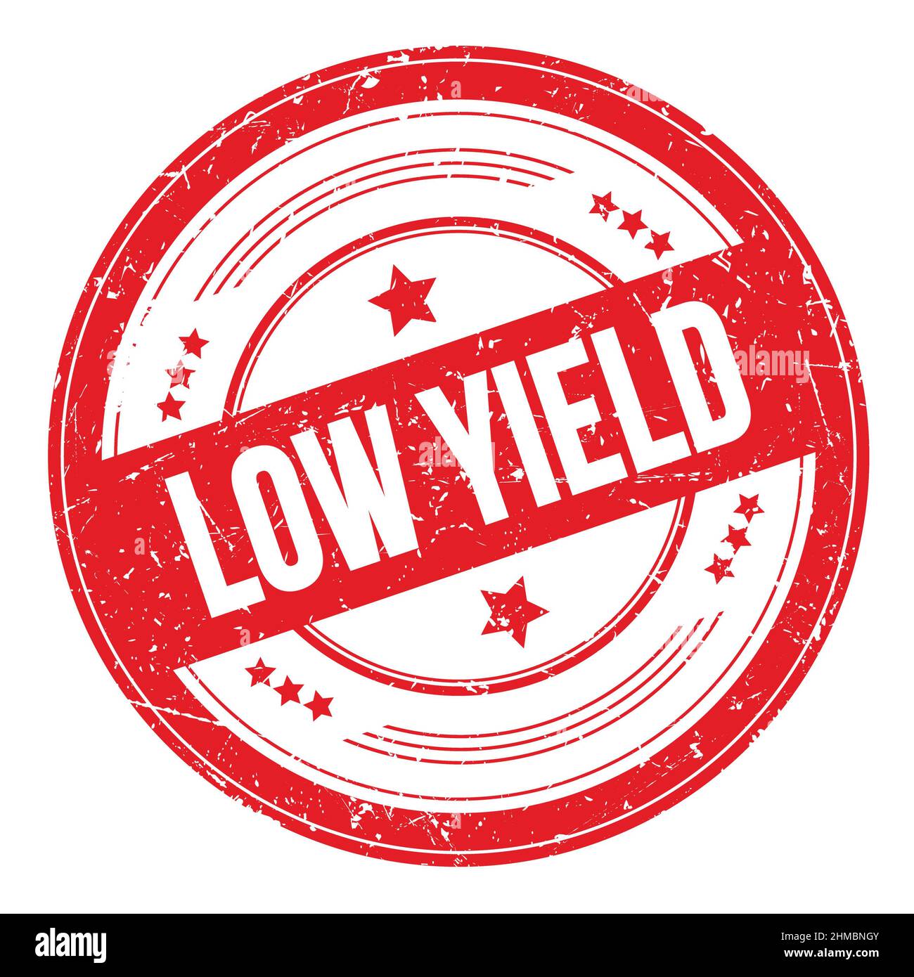 LOW YIELD text on red round grungy texture stamp Stock Photo - Alamy