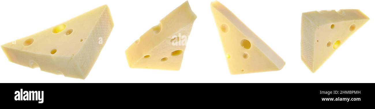 Cheese piece isolated on a white background. Cheese triangle on a white ...