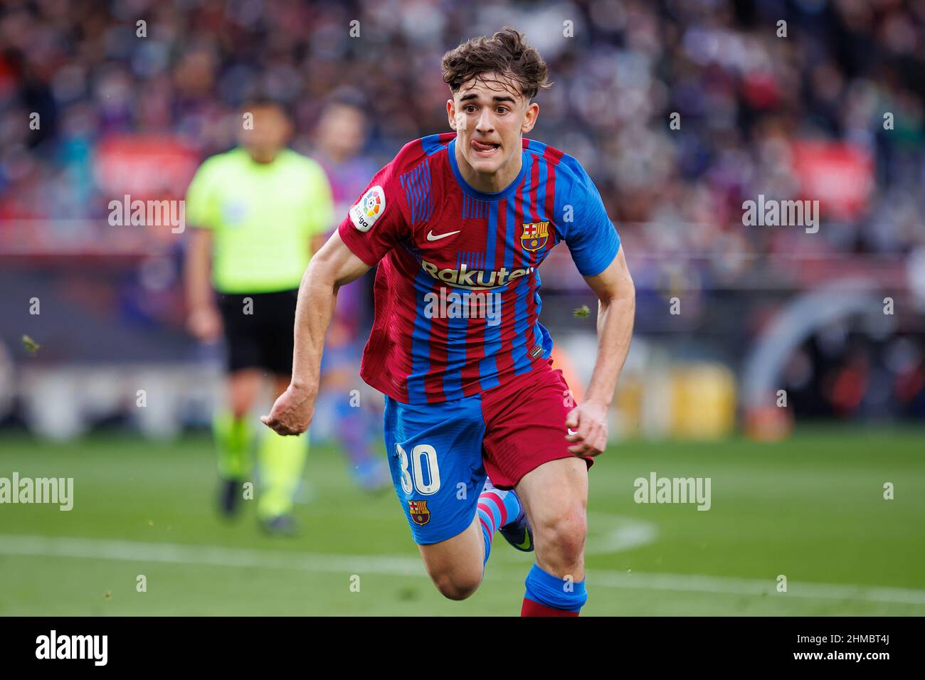 BARCELONA - FEB 6: Pablo Gavi in action during the La Liga match ...