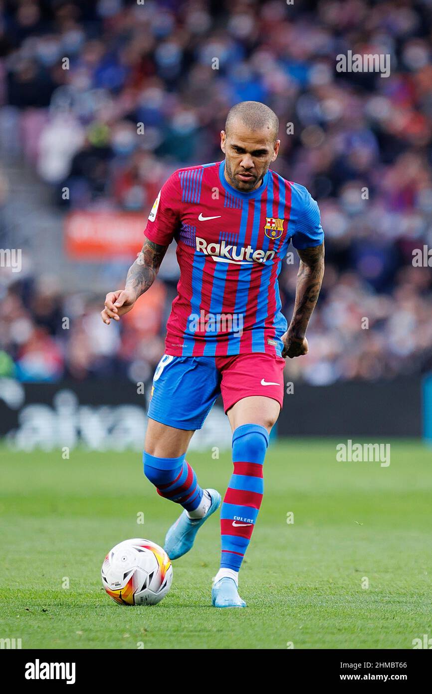 BARCELONA - FEB 6: Dani Alves in action during the La Liga match ...