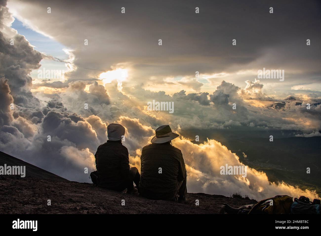 Watching a heavenly sunset from Acatenango Volcano, Antigua, Guatemala ...