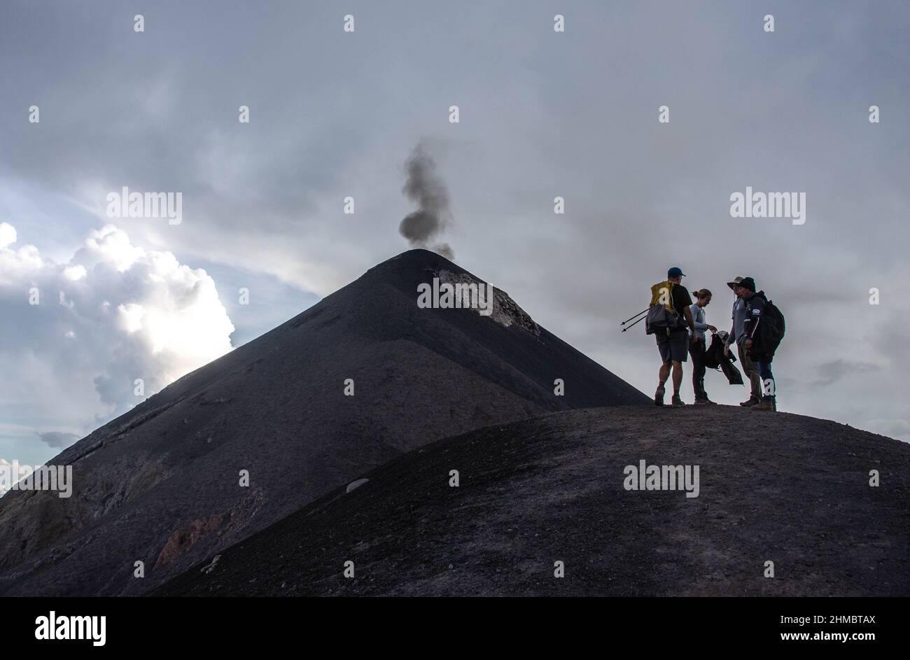Watching Fuego volcano erupting, Antigua, Guatemala Stock Photo - Alamy