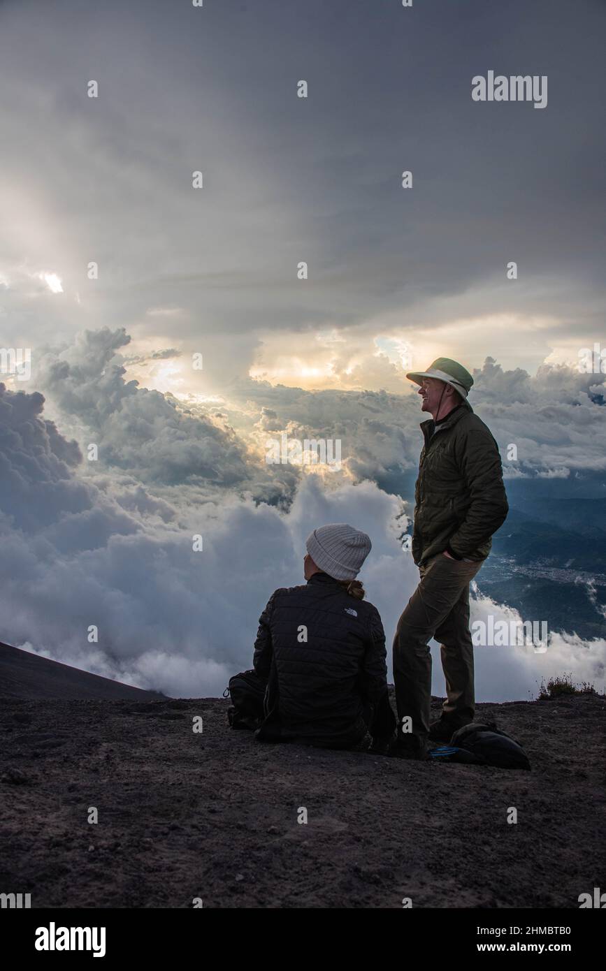 Watching a heavenly sunset from Acatenango Volcano, Antigua, Guatemala ...