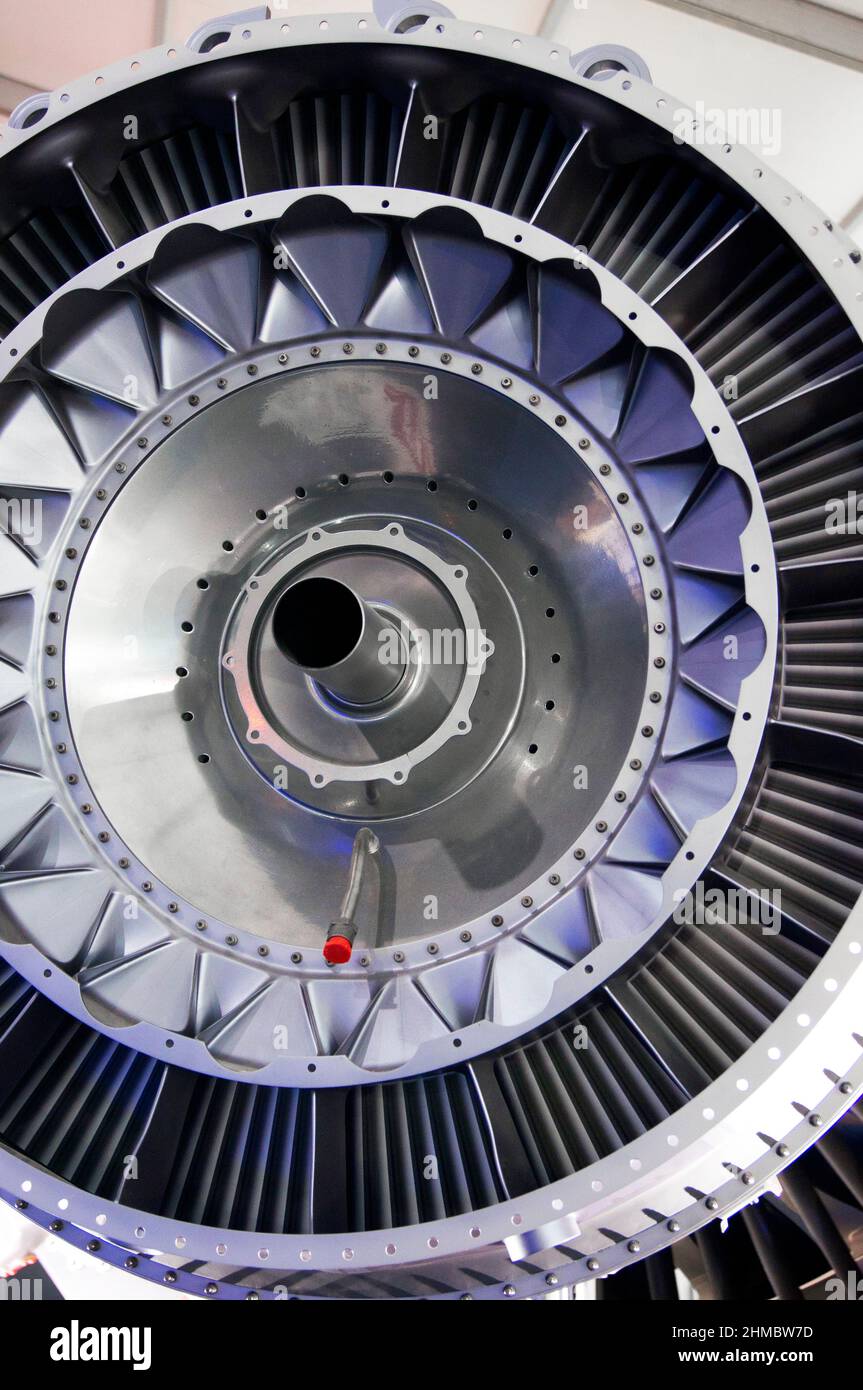 Jet engine compressor fan Stock Photo - Alamy