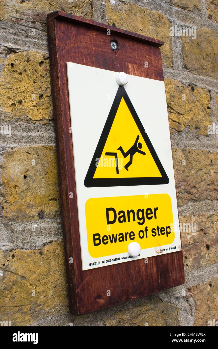 Beware of step sign Stock Photo - Alamy