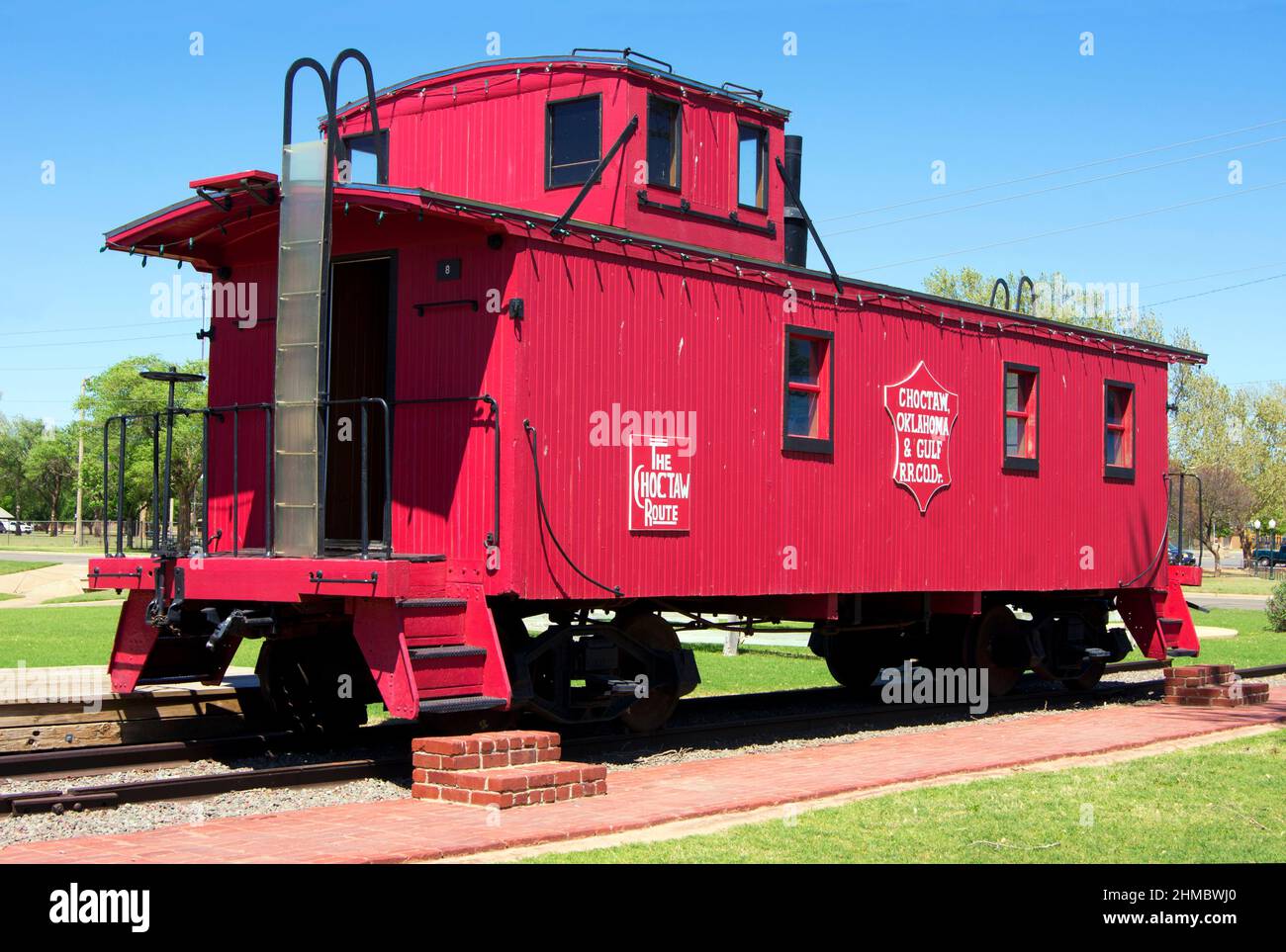Red American railroad car Stock Photo - Alamy