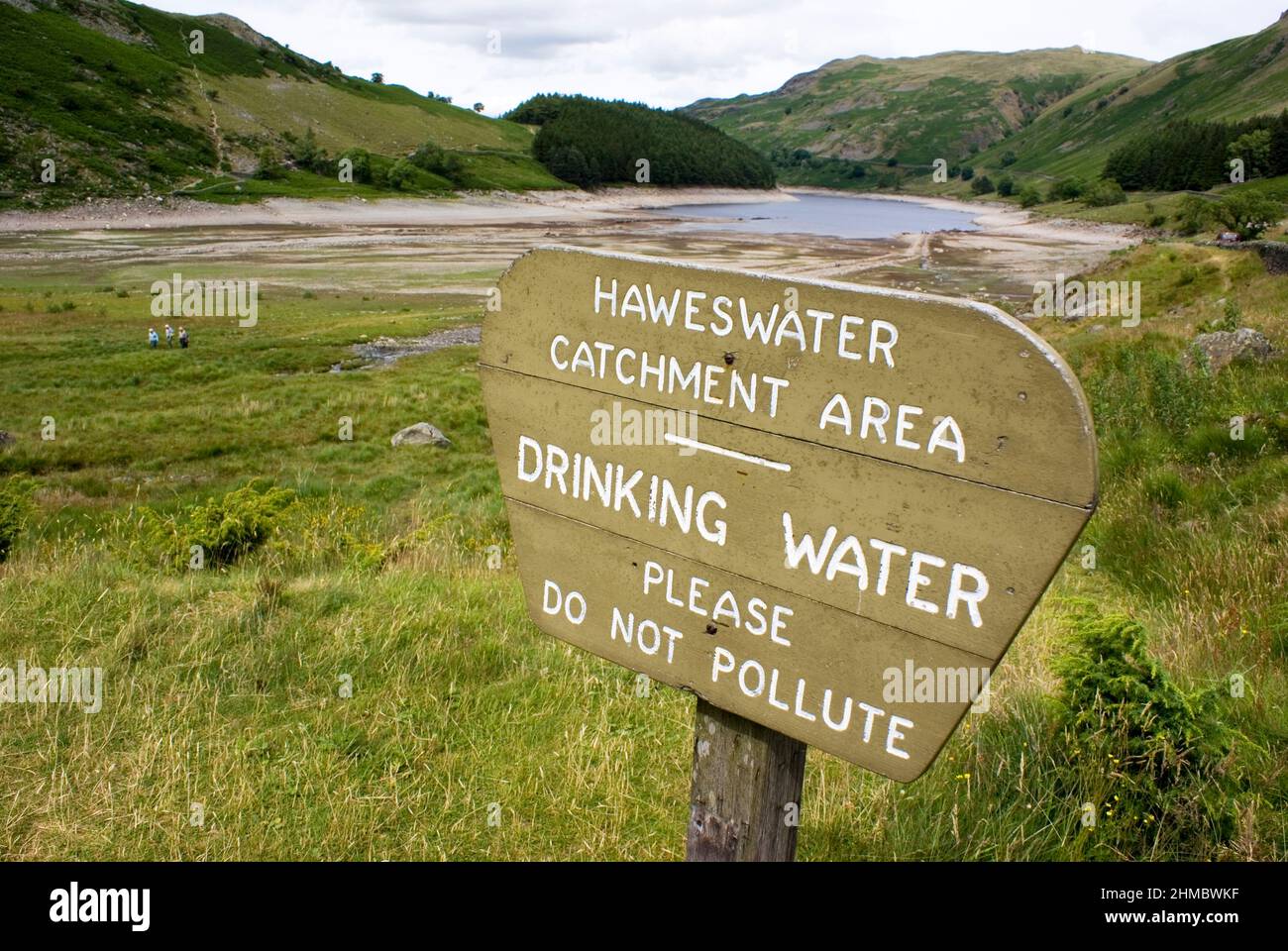 Haweswater reservoir sign 2010 drought Stock Photo - Alamy