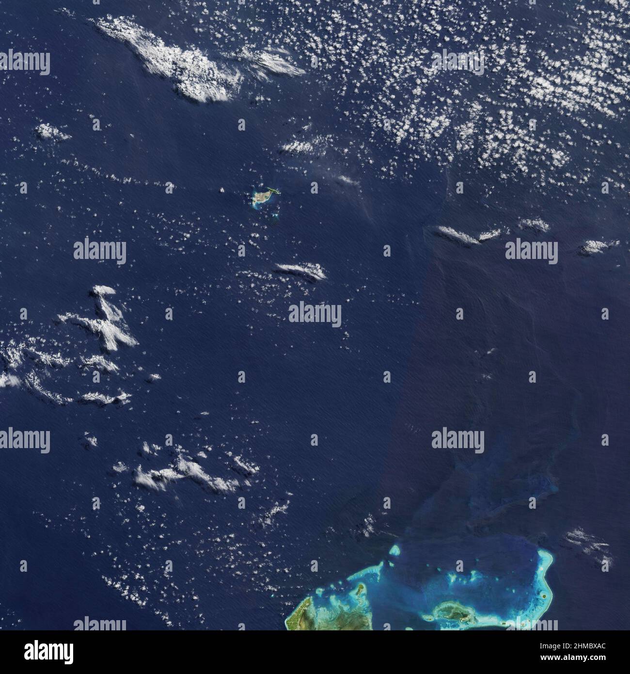 Hunga Tonga-Hunga Ha'apai volcanic island, satellite image Stock Photo ...