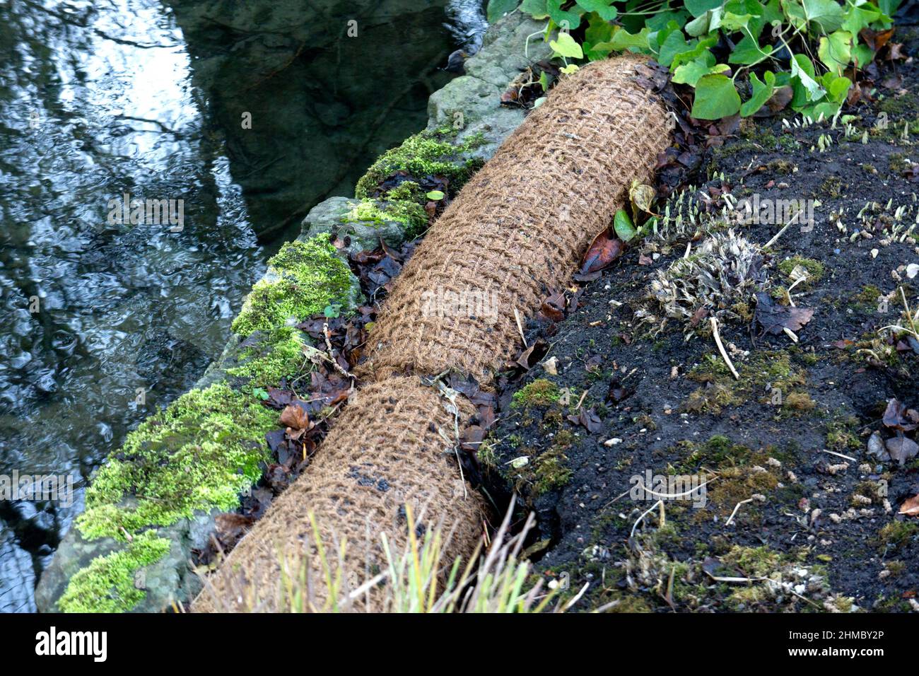 Reconstruction of eroded bank Stock Photo - Alamy
