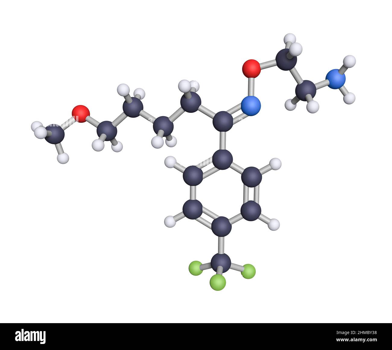 Fluvoxamine antidepressant, molecular model Stock Photo - Alamy