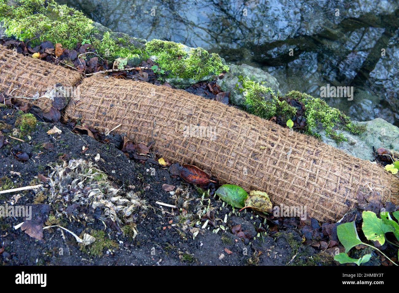 Reconstruction of eroded bank Stock Photo - Alamy