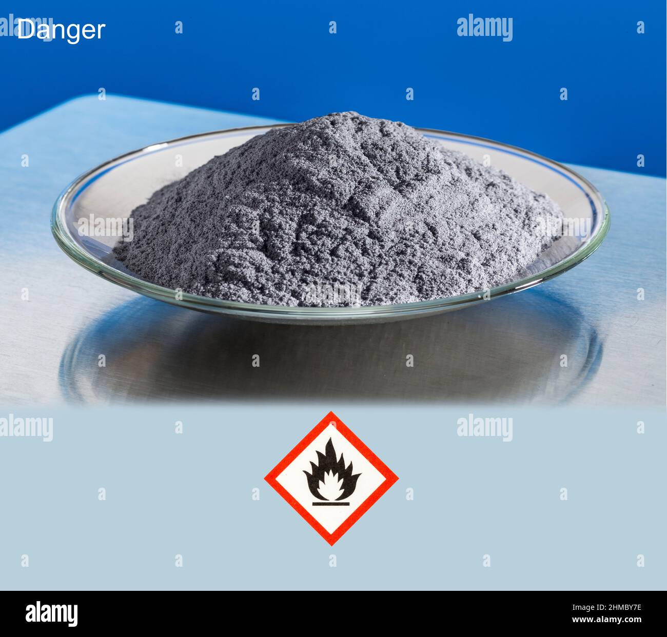 Aluminium powder and hazard pictogram Stock Photo - Alamy