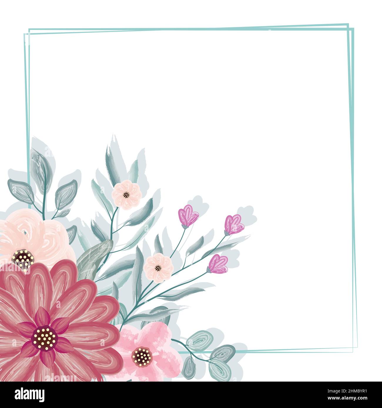 red watercolour flowers frame decoration Stock Vector Image & Art - Alamy