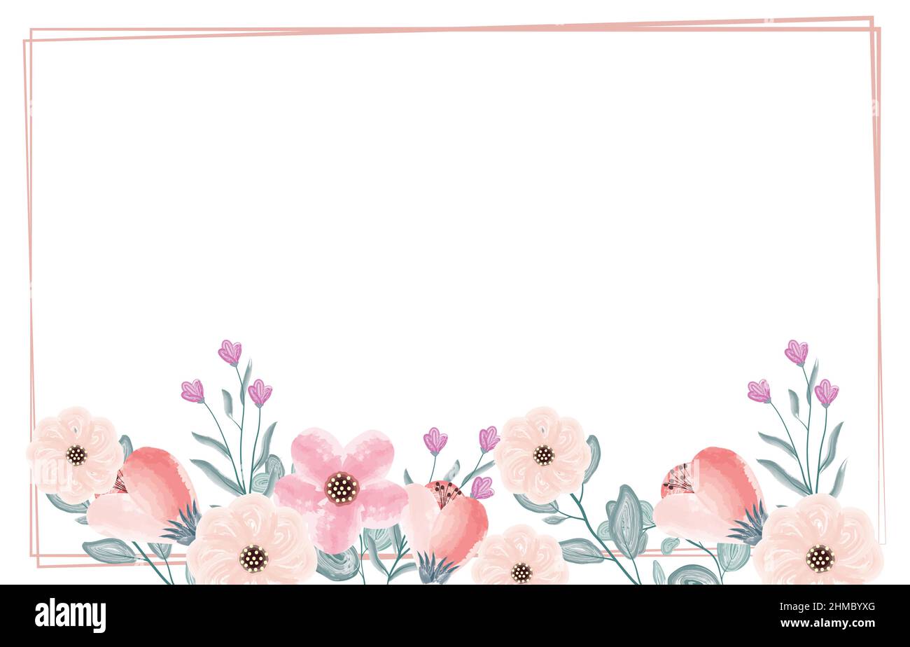 watercolour floral rectangle frame decoration Stock Vector Image & Art ...