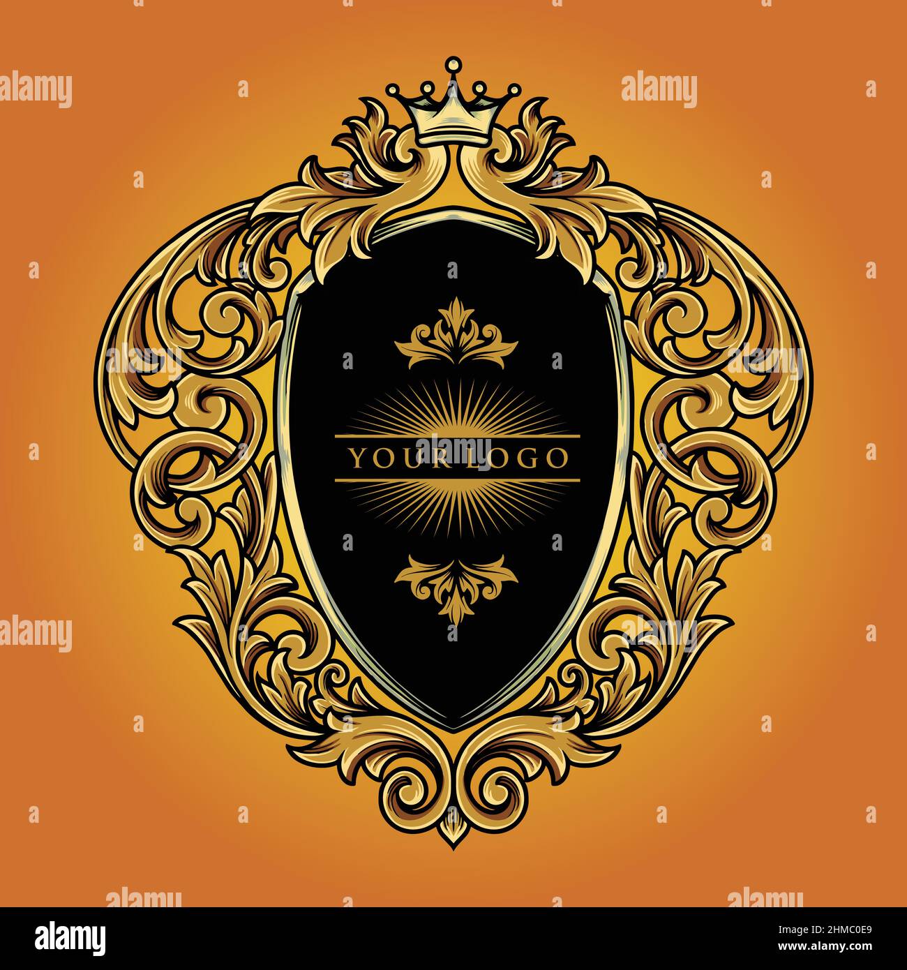 Shield King Heraldic Logo Ornaments Vector illustrations for your work ...