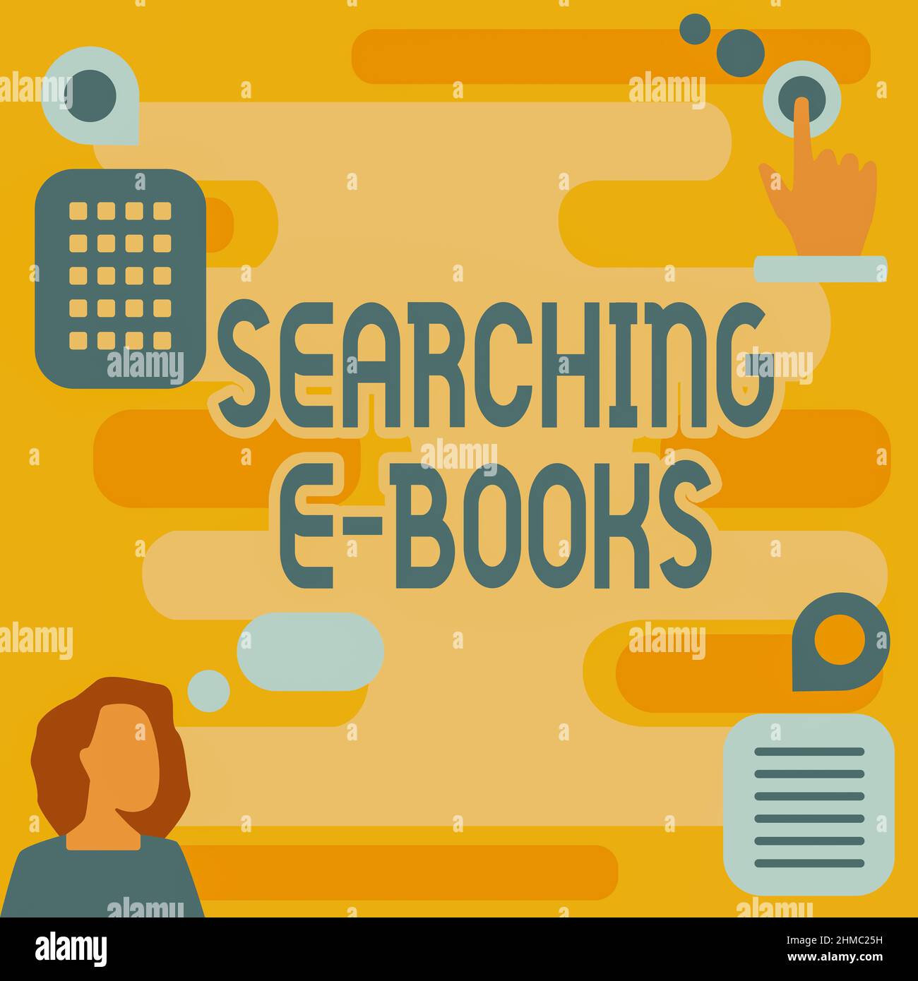 Hand writing sign Searching E Books. Conceptual photo looking for an ...