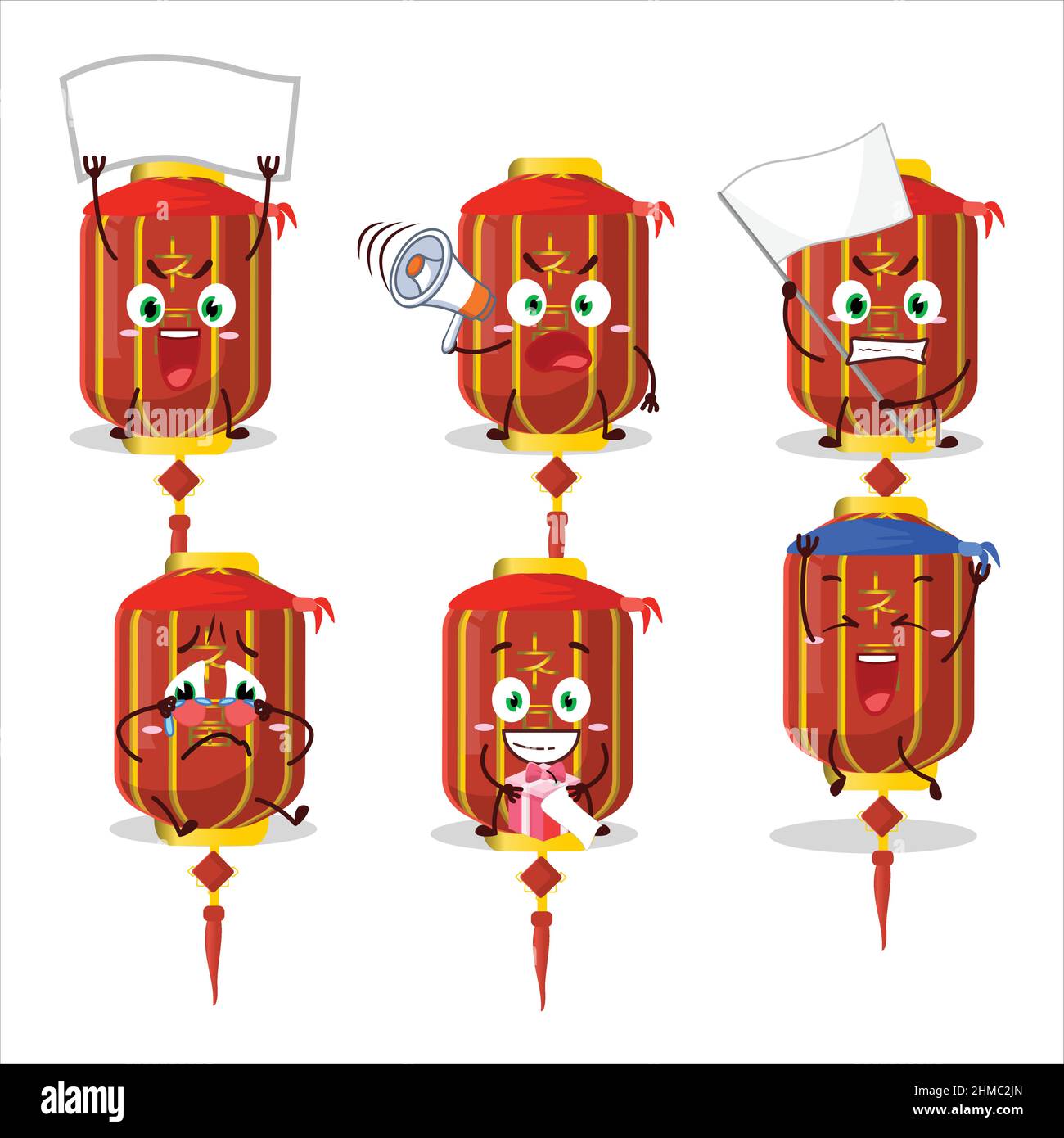 Mascot design style of red chinese long lamp character as an attractive ...