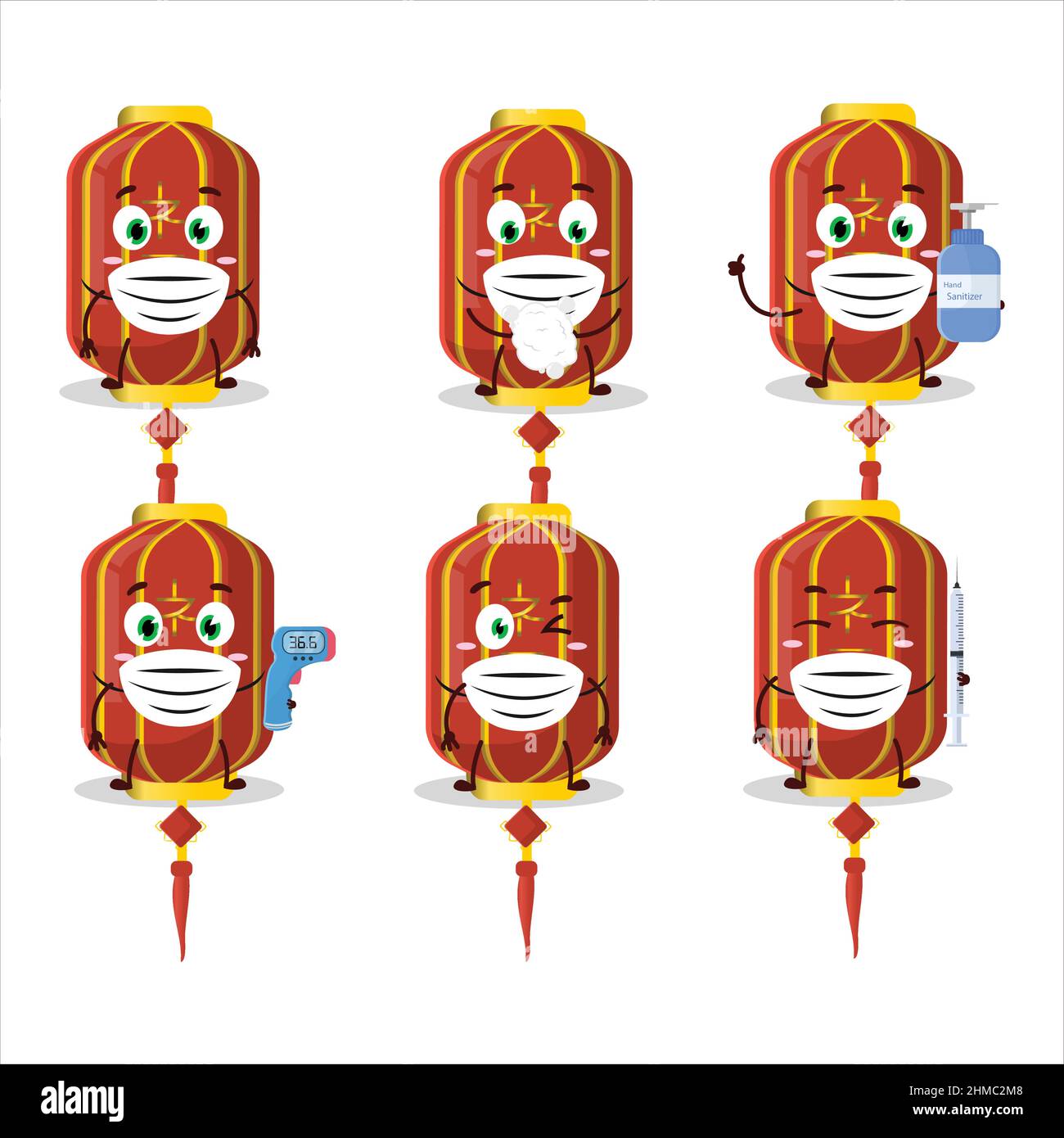 A picture of red chinese long lamp cartoon design style keep staying ...