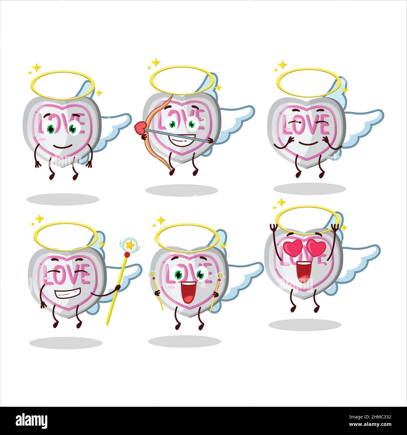 White Love Candy Cartoon Designs As A Cute Angel Character Vector