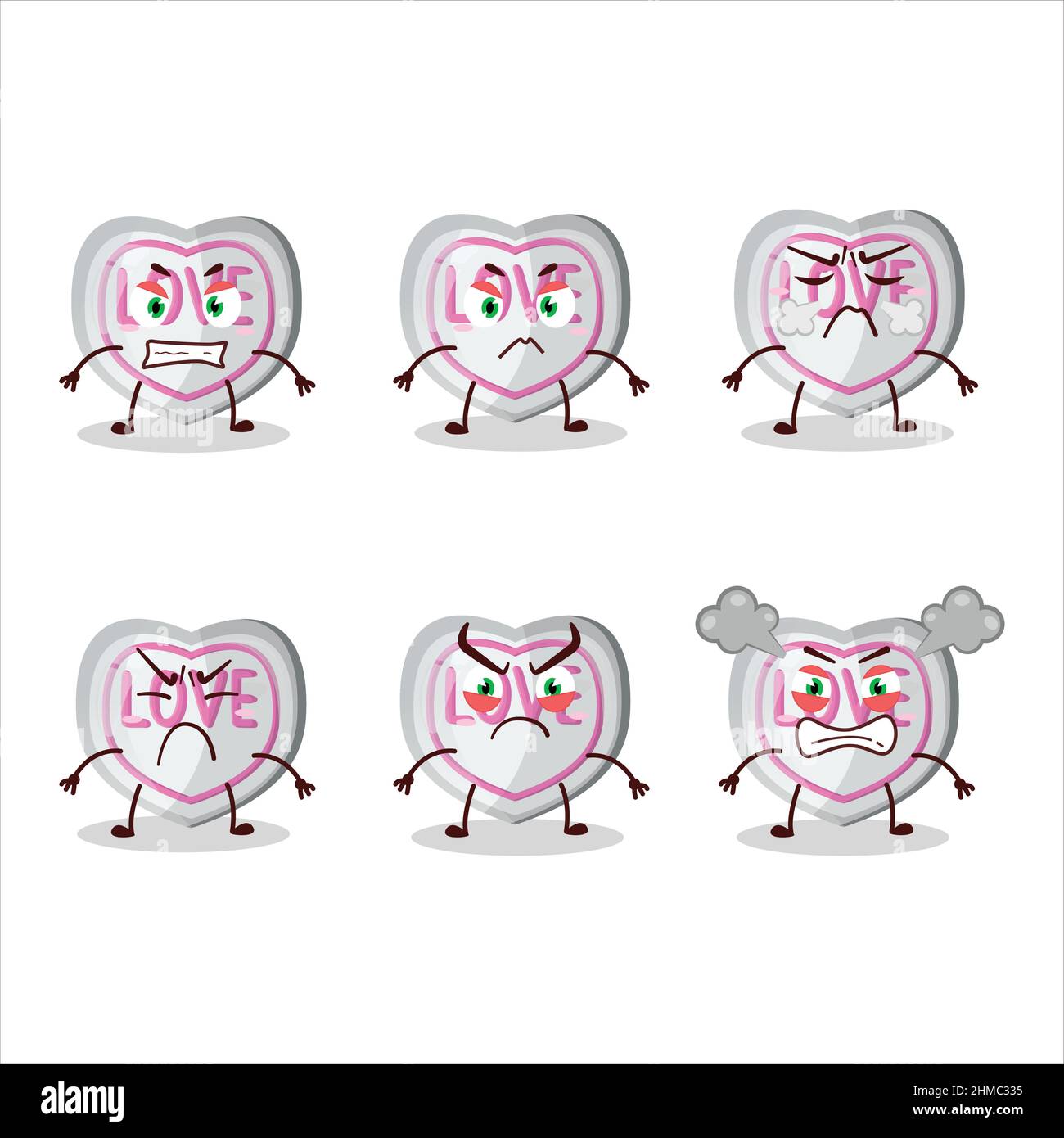 White love candy cartoon character with various angry expressions ...