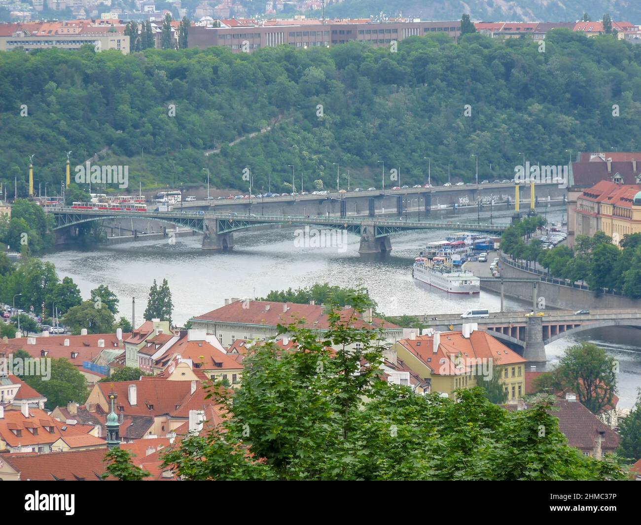 Vltava river view with the Charles bridge overlooking Prague bridges ...